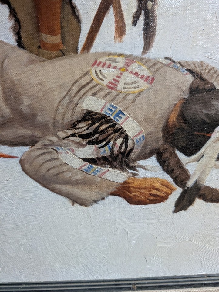 Harvey William Johnson Original Oil Painting Western Art - The Wounded ...