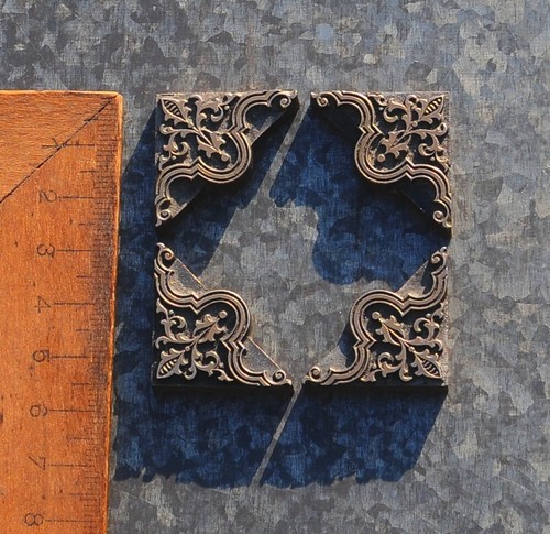 4x brass corner ornament bookbinding hot foil stamp embossing plate Art ...