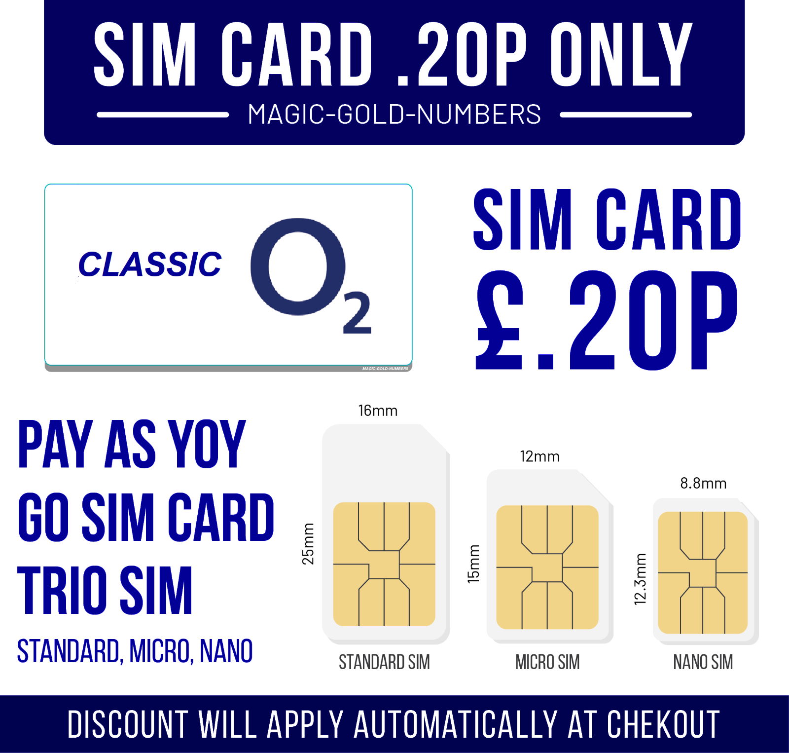 O2 Pay As You Go Sim Card o2 Classic PAYG Standard Micro Nano 02 3p 2p ...