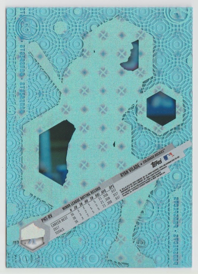 Ryan Vilade 2018 Bowman High Tek Prospects Ocean Blue Tidal Rookie 50/ ...
