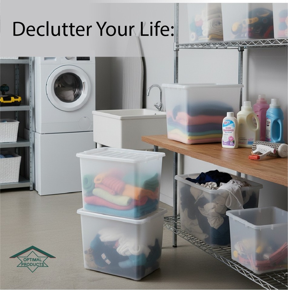 Set Of 5 Plastic Storage Box Boxes WITHOUT LIDS UK MADE Home Office ...