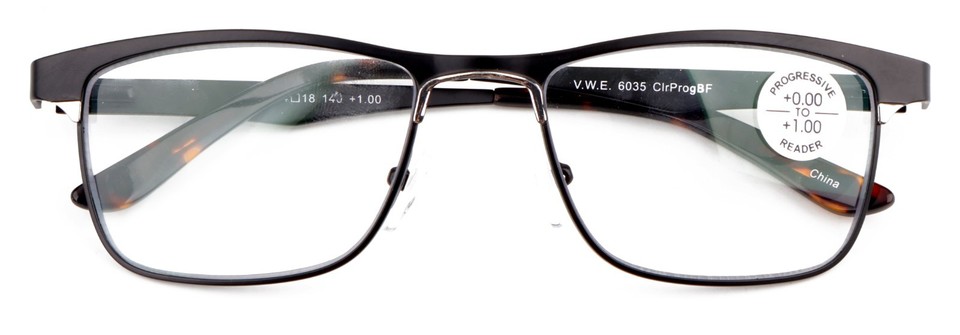 Men Large Metal Clear Progressive Reading Glasses Zero Power On Top ...