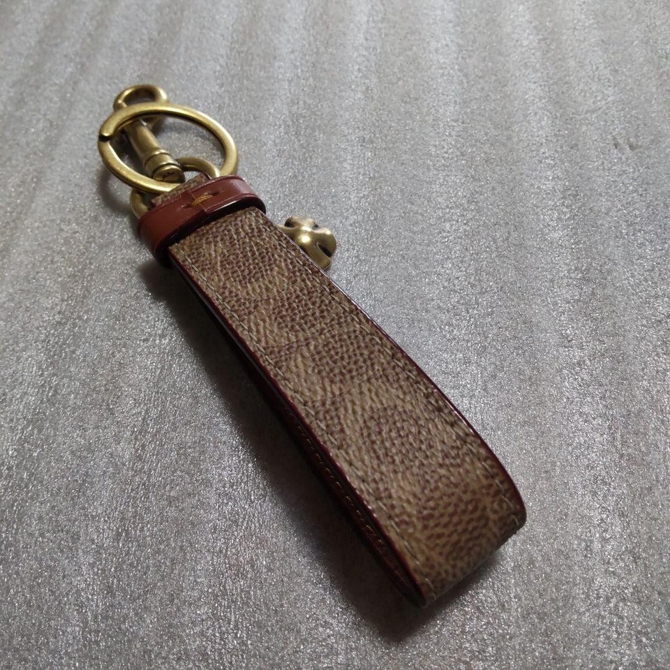 COACH Signature Tea Rose Charm Loop Key Chain Key Ring Bag Charm from ...