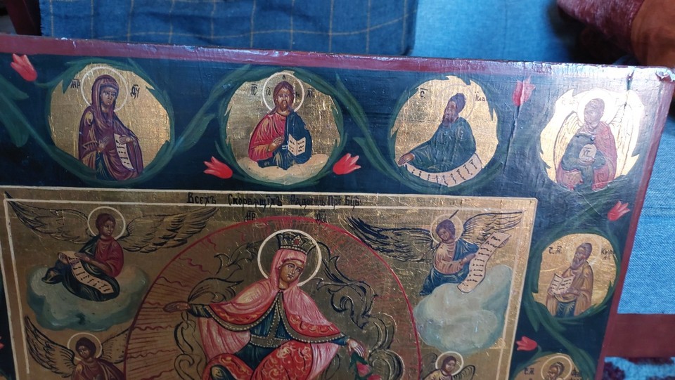 Large Antique Russian Icon - Mother of God, Joy of All Who Sorrow | eBay