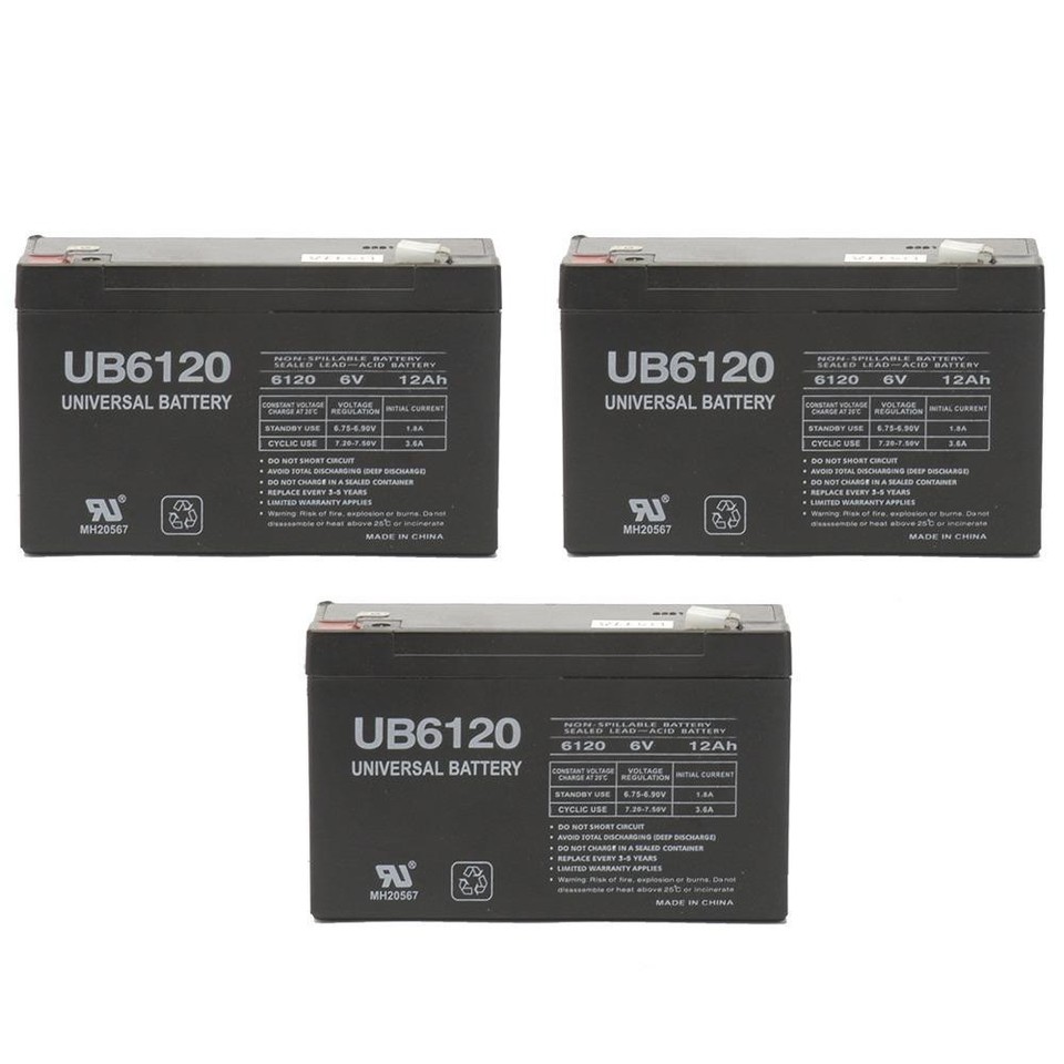 UPG 6V 12Ah F2 Replacement Battery for Apex APX6120F2 - 3 Pack | eBay