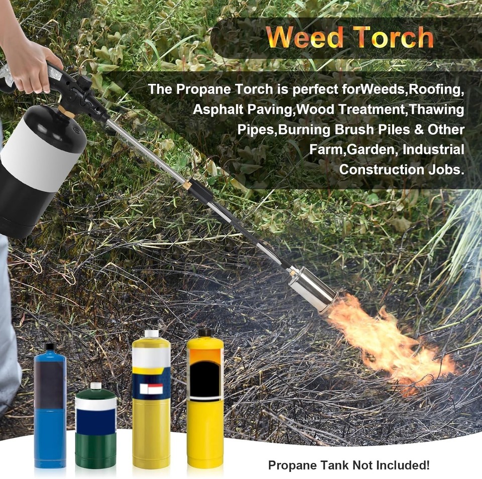 Propane Torch Weed Burner Weed Torch Flamethrower Heavy Duty Blow Torch ...