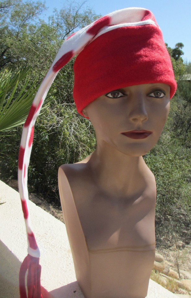 white cap HEARTS red ADULT HAT sleeping night 100% COTTON fleece ...