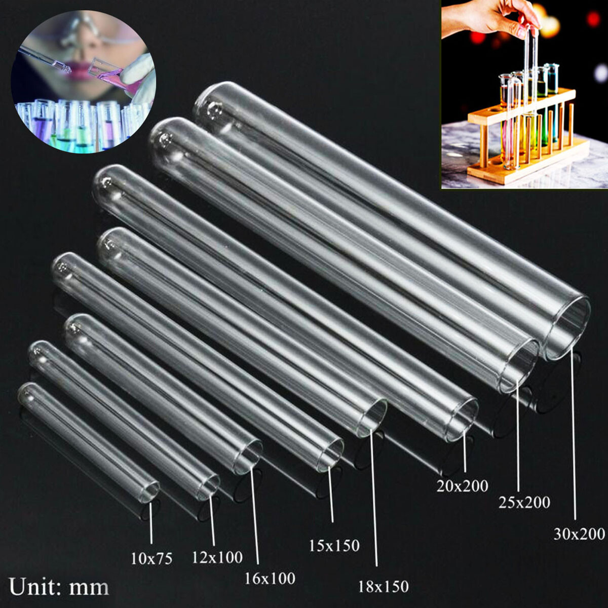 10/20pcs Borosilicate Glass Round Bottom Test Tubes, Clear Glass Test ...