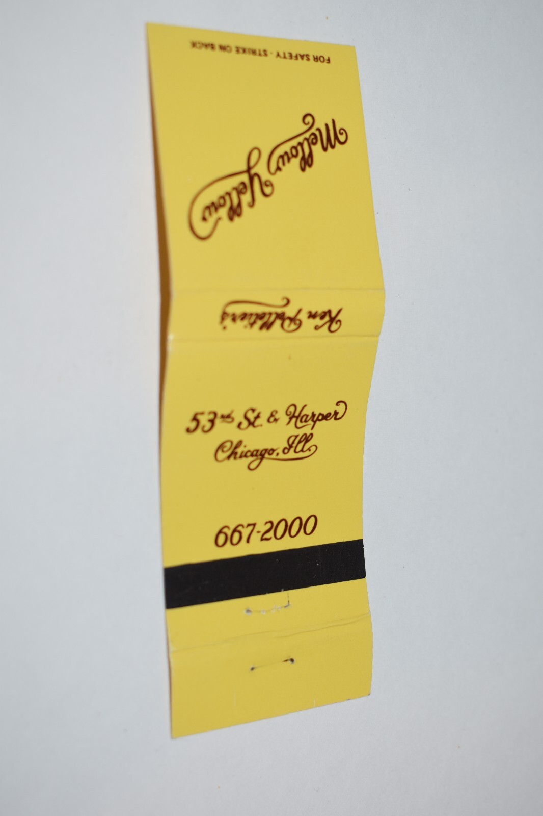 Mellow Yellow Chicago Illinois 20 Strike Matchbook Cover | eBay