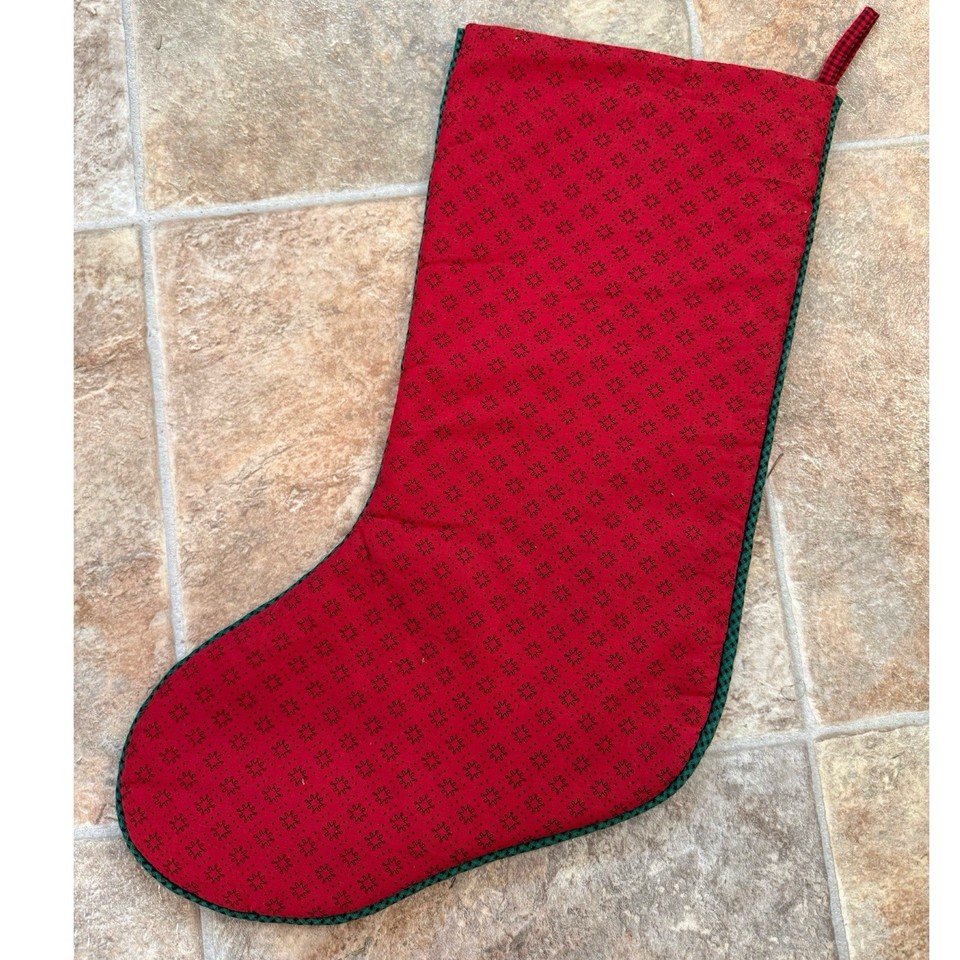 Vintage Quilted Red & Green Snowman & Teddy Bear Christmas Stocking | eBay
