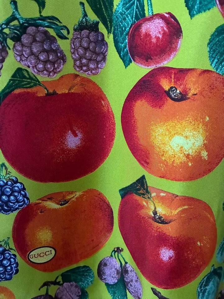 GUCCI Apple Fruit Print Shirt Size L Yellow Silk Made in Italy USED ...