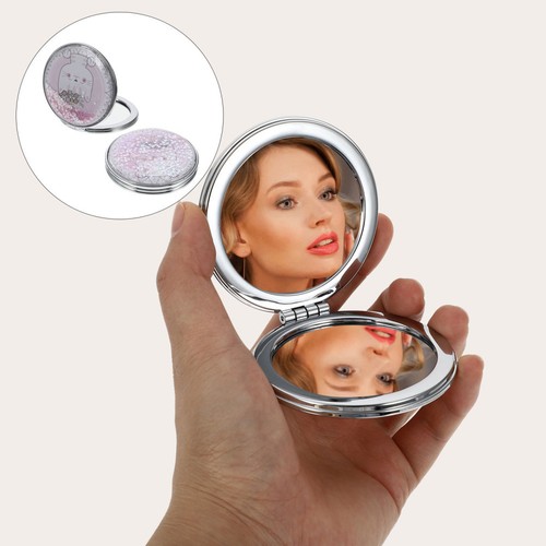 2 Pcs Ladies Use Small Mirrors Girls Portable Makeup Travel Hand for ...