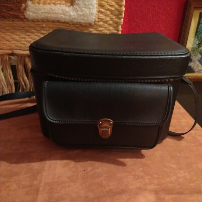 Vtg Large Camera Case Bag Made in Japan Hard Pleather, Black. | eBay