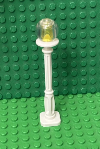 Lego City Mini Figures Building White Lamp Post With Trans-light Yellow ...