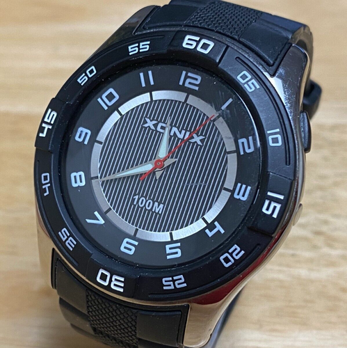 XONIX Men 100m Silver Black Fixed Bezel Luminous Analog Quartz Watch ...