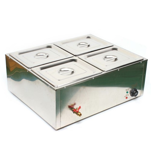 110V 4 Pans Bain Marie Countertop Food Warmer Steam Table Restaurant ...
