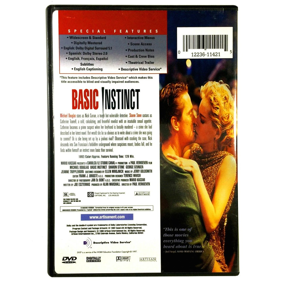 Basic Instinct (DVD, 1992, Widescreen) Michael Douglas Sharon Stone 12236114215| eBay