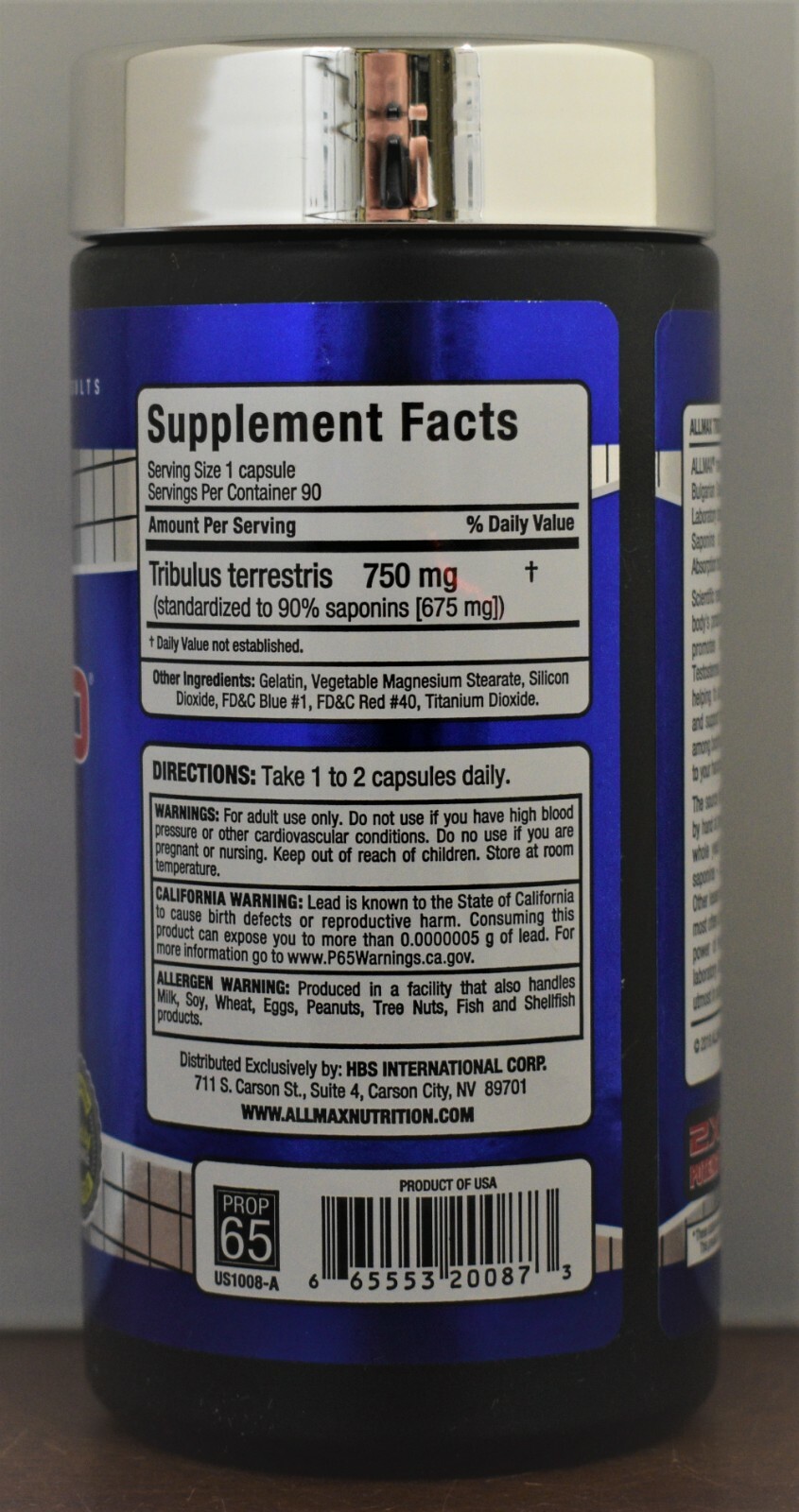 TRIBX90 - 90 Capsules - 100% Pure Tribulus Terrestris Tribex Allmax ...