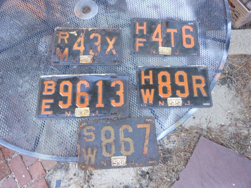 NJ 1955, 1956, 1957, 1958, and 1959 License Plates with Tabs New Jersey ...