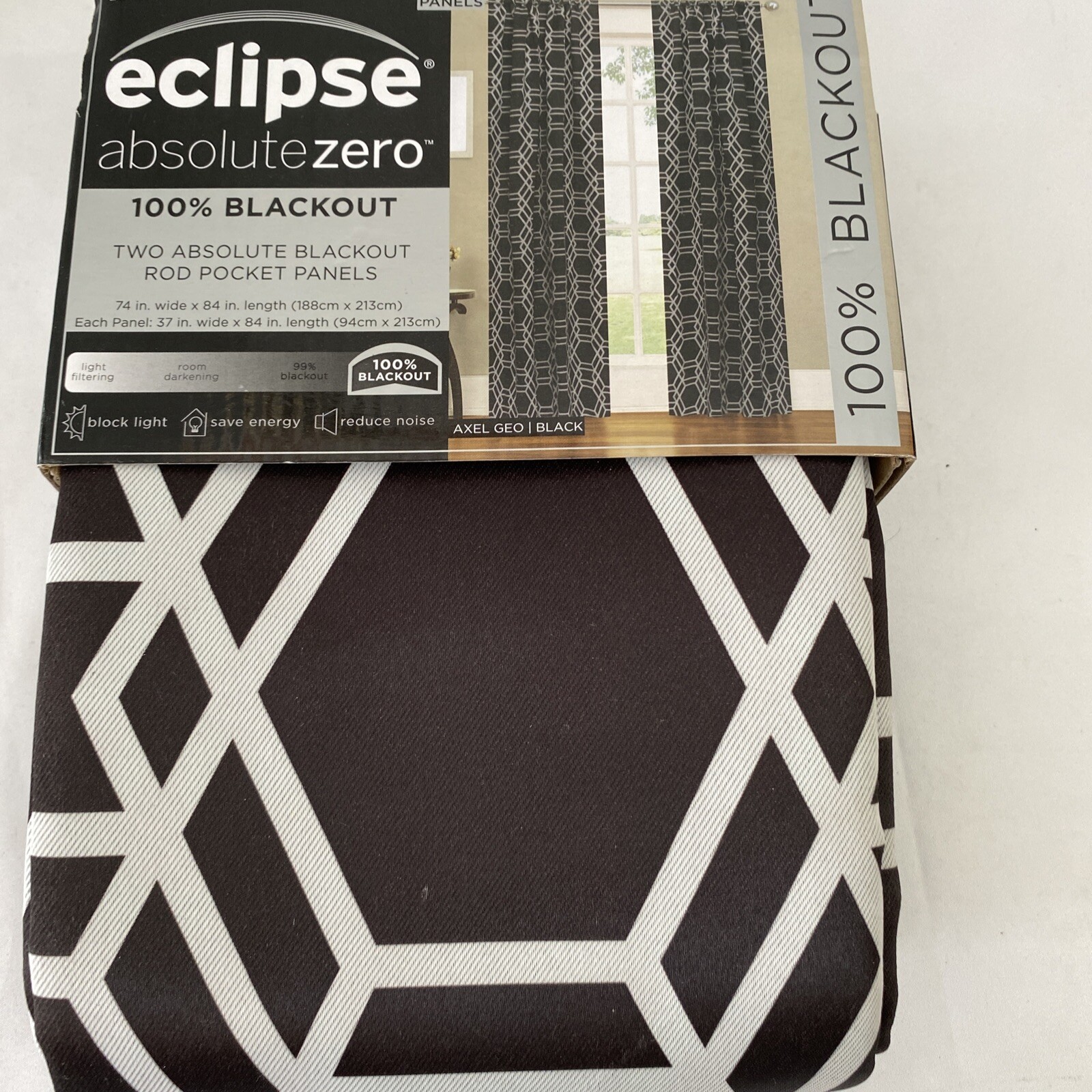 Eclipse Absolute Zero 100% Blackout 74”W 84” L Curtains 2 Panels Axel ...