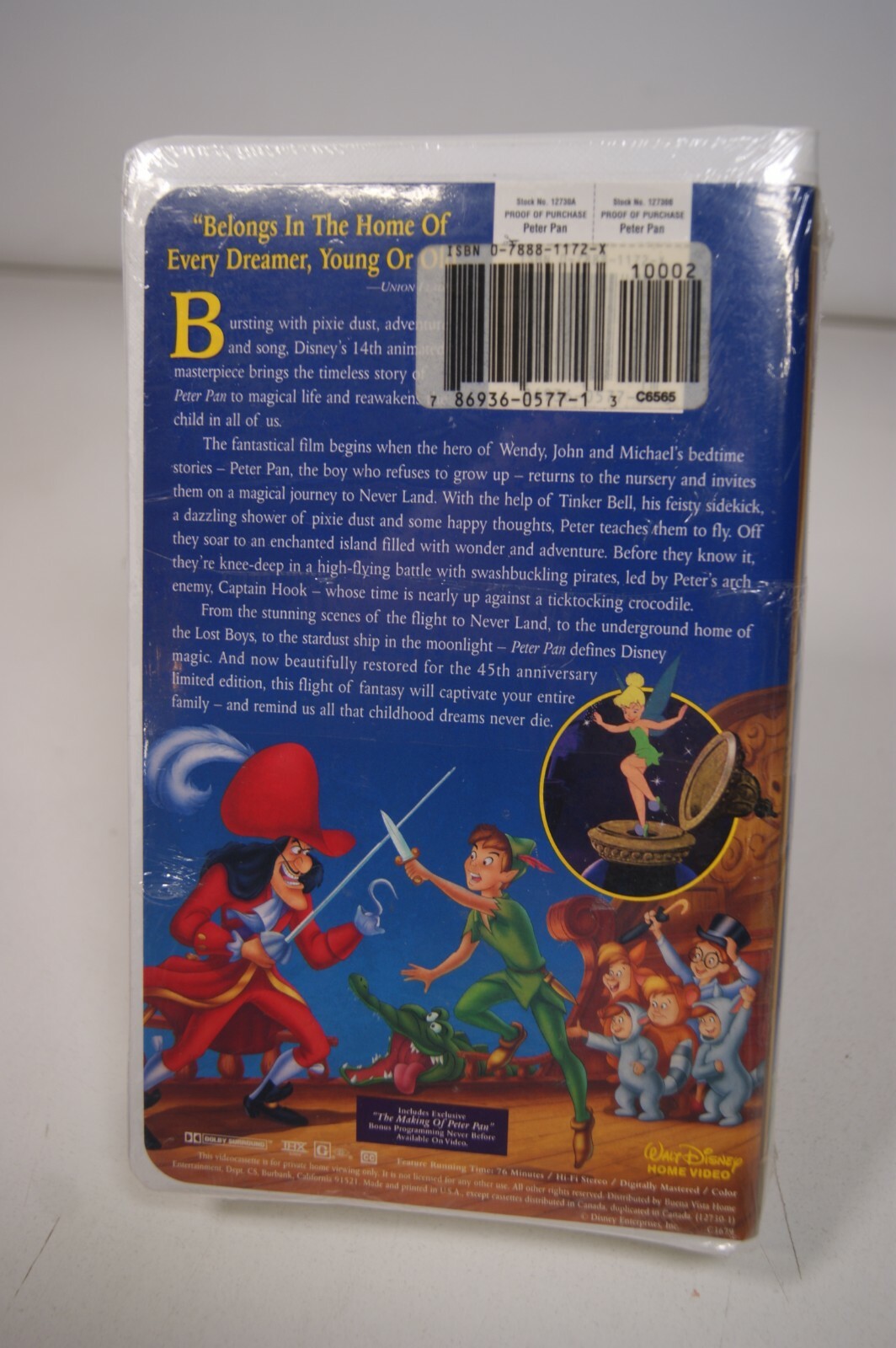 Walt Disney Peter Pan VHS 1998 45th Anniversary Limited Edition Brand ...