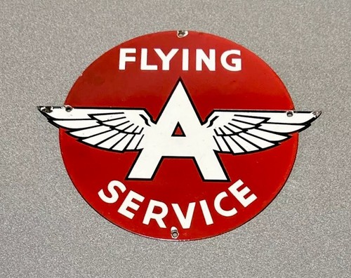 VINTAGE 12” FLYING A SERVICE PORCELAIN SIGN GAS OIL CAR TRUCK ...