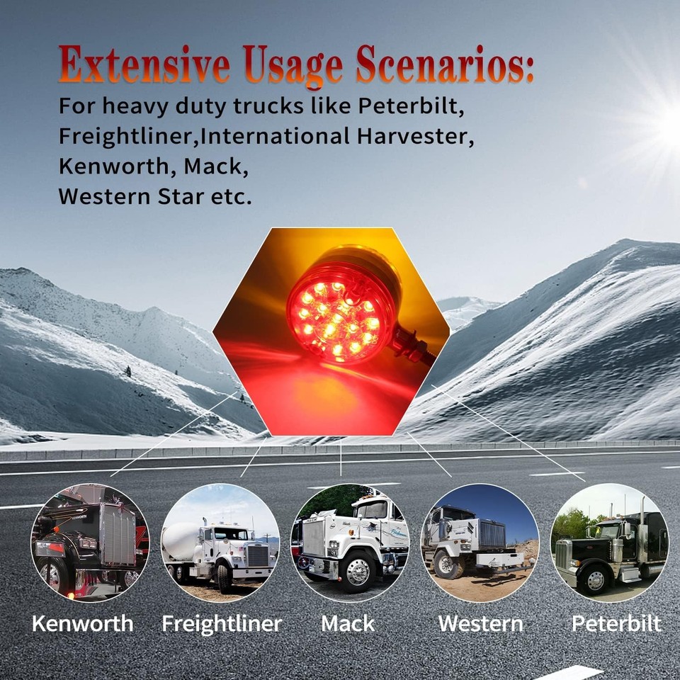 Double Face LED Turn Signal 3" Round Lights for Semi Trailers, Trucks ...