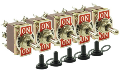 (5) Toggle Switch w Waterproof Boot 15A 250VAC DPDT 6 Screw Momentary ...