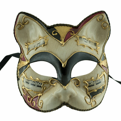 Mask from Venice Cat Black Red And Golden Painted Handmade #2012 V60 ...
