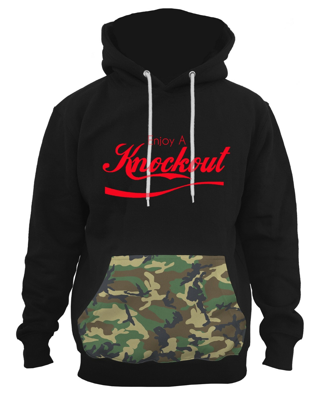 New Men's Enjoy A Knockout Black Pullover Hoodie PLY P4 Camo Fighting ...