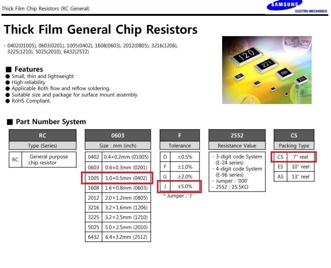 QTY 5000 SAMSUNG Thick Film Chip Resistors 0 ohm 5% 1/16W SMD Reel ...