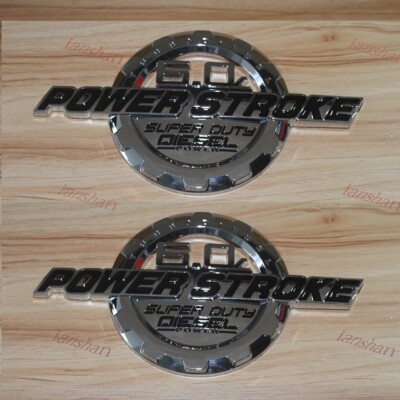 2X 6.0L Diesel Emblems Powerstroke Superduty Badges 3D Nameplate Chrome ...