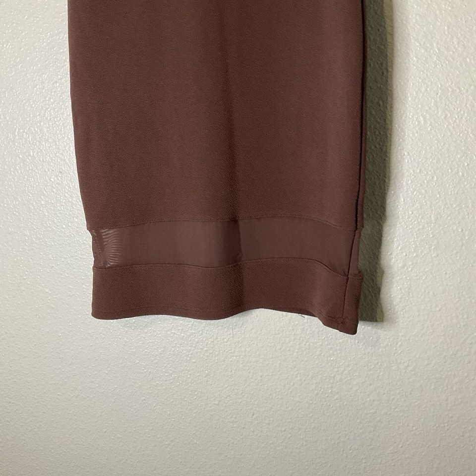 Bozzolo Bodycon Dress Brown Mesh Detail Short Sleeve Womens Medium ...