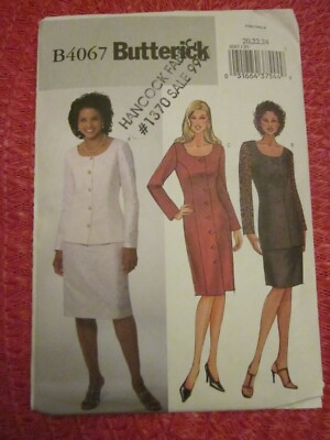 Butterick 4067 Misses Plus-Size DRESS JACKET & SKIRT Sew Pattern SZ 20 ...