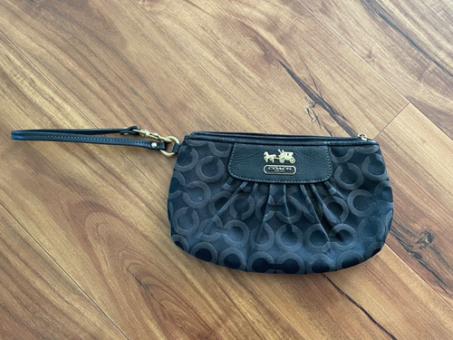 COACH Signature Cosmetic Case Make Up Bag Clutch Black Zippered | eBay