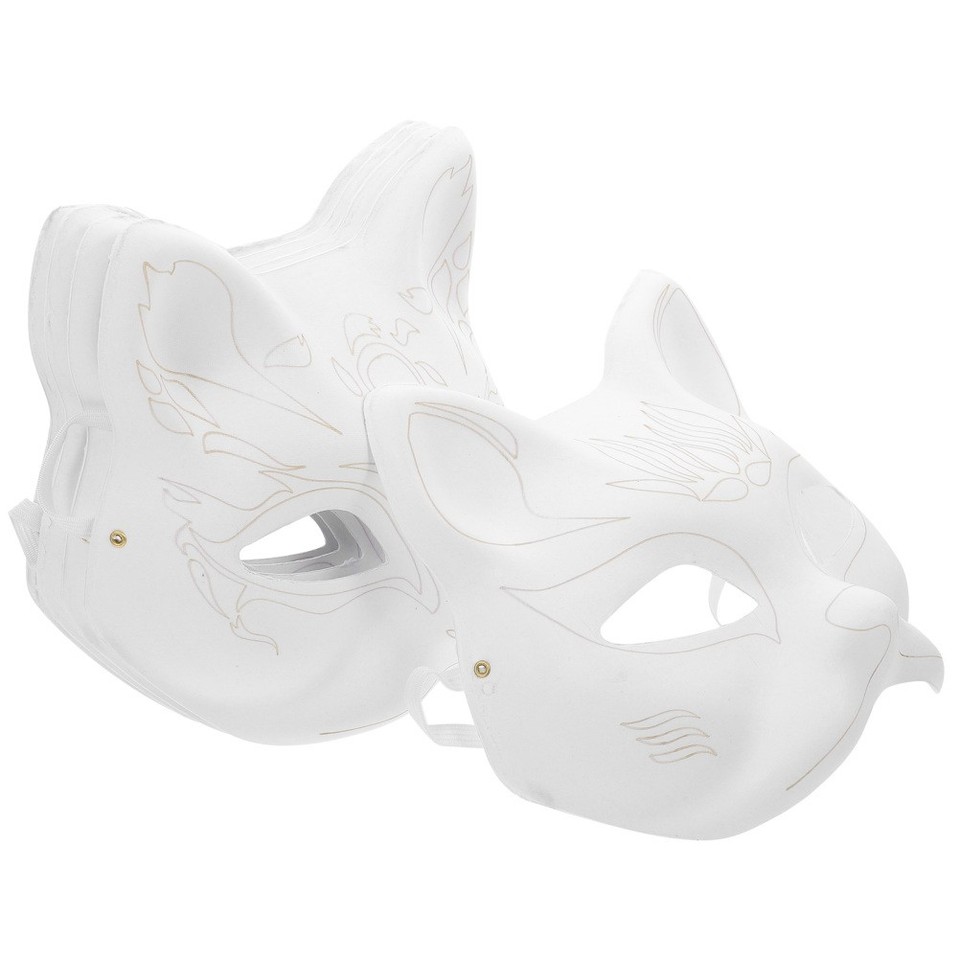 5pcs Uncolored Paper Mask Cat Cosplay Mask Unpainted Blank Paper Cat ...