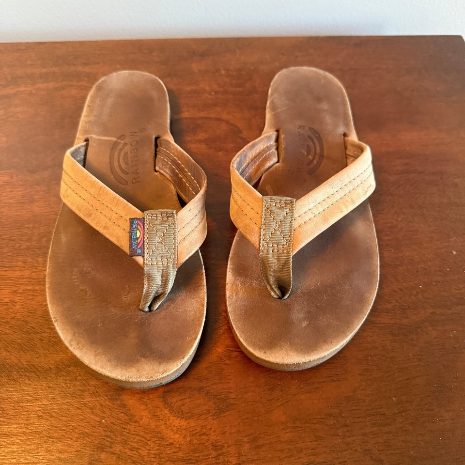 Rainbow Sandals Classic Single Layer Leather Flip Flops Brown Women's 7 ...