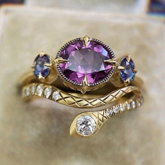 925 Silver Plated,Gold Plated Ring Pretty Cubic Zircon Anniversary ...