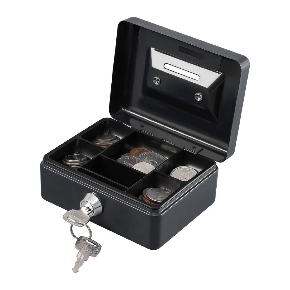 Mini Locking Steel Cash Lock Box with Keys Security Money Tray Double ...