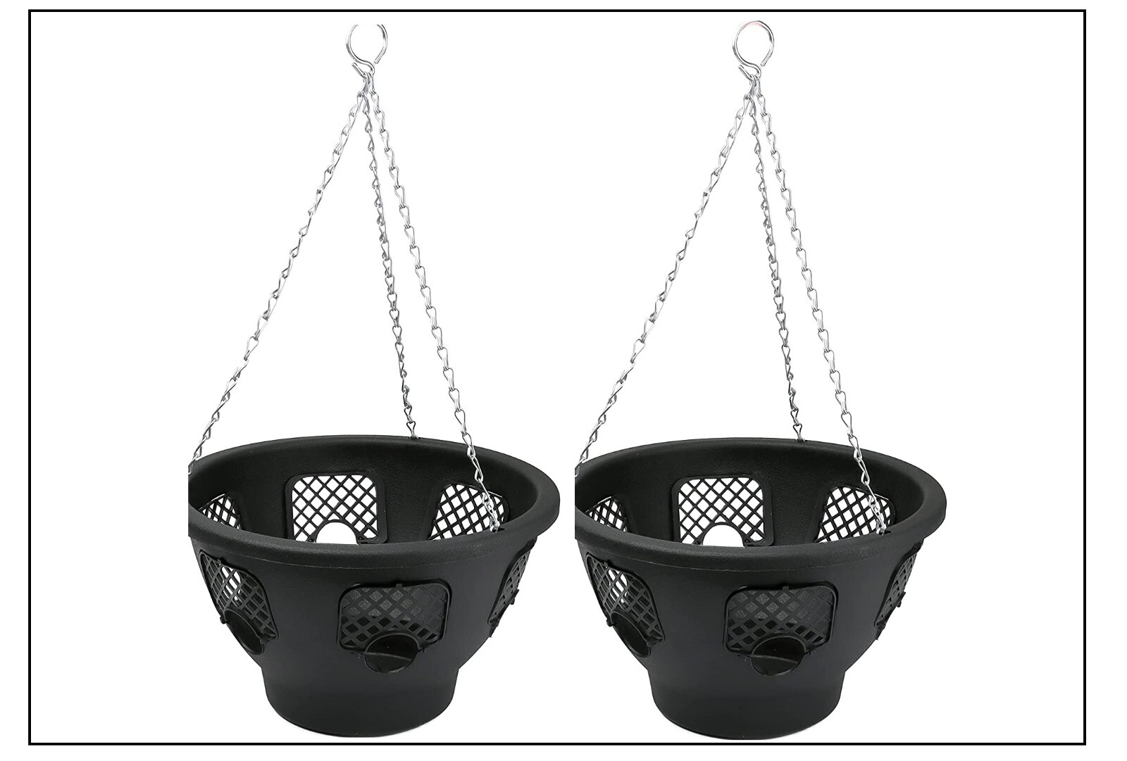 12 INCH BLACK HANGING BASKETS FOR PLANTS FLOWERS GARDEN OUTDOOR HANGING ...