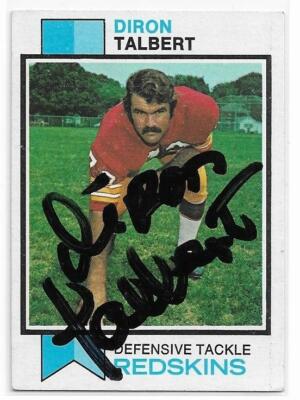 DIRON TALBERT Autographed Signed 1973 Topps Football card 19 Washington ...