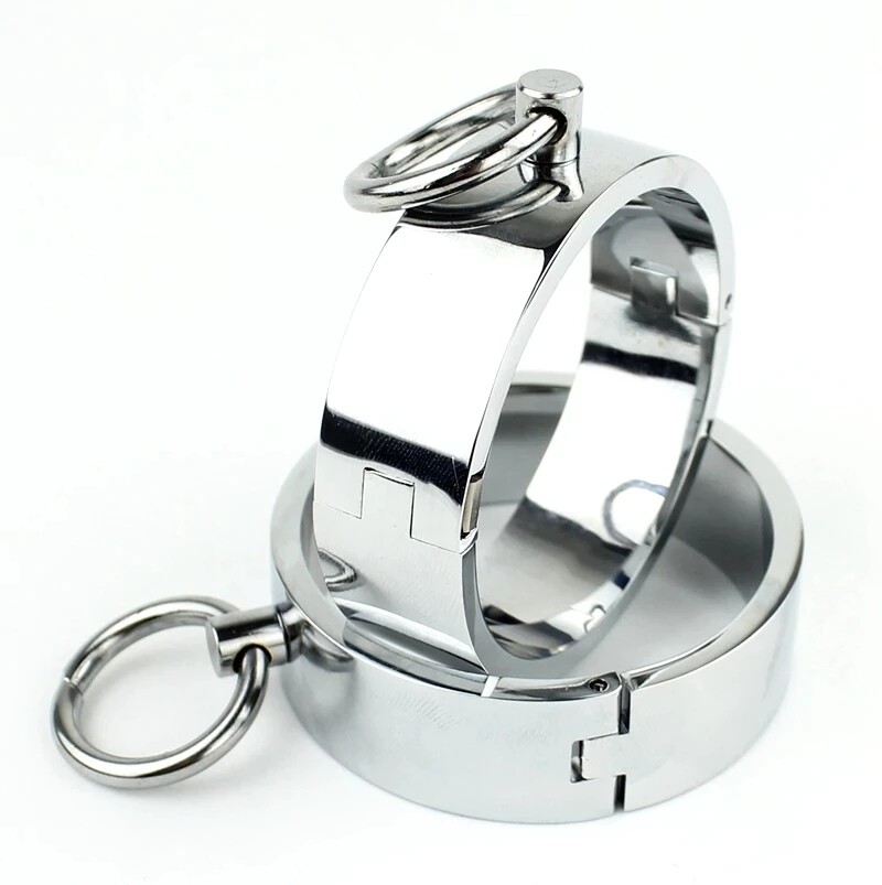 BDSM Metal Steel Cuffs Adult Neck Collar Ankle Handcuffs Wrist Bondage ...