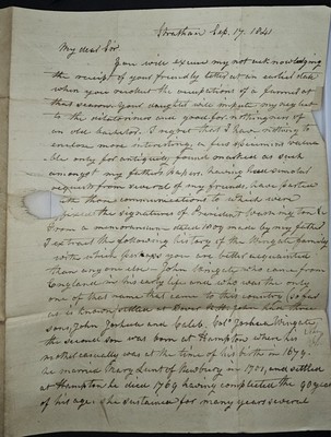 1841 Wingate Family Genealogy Letter to Edmund Toppan – Stratham, NH | eBay