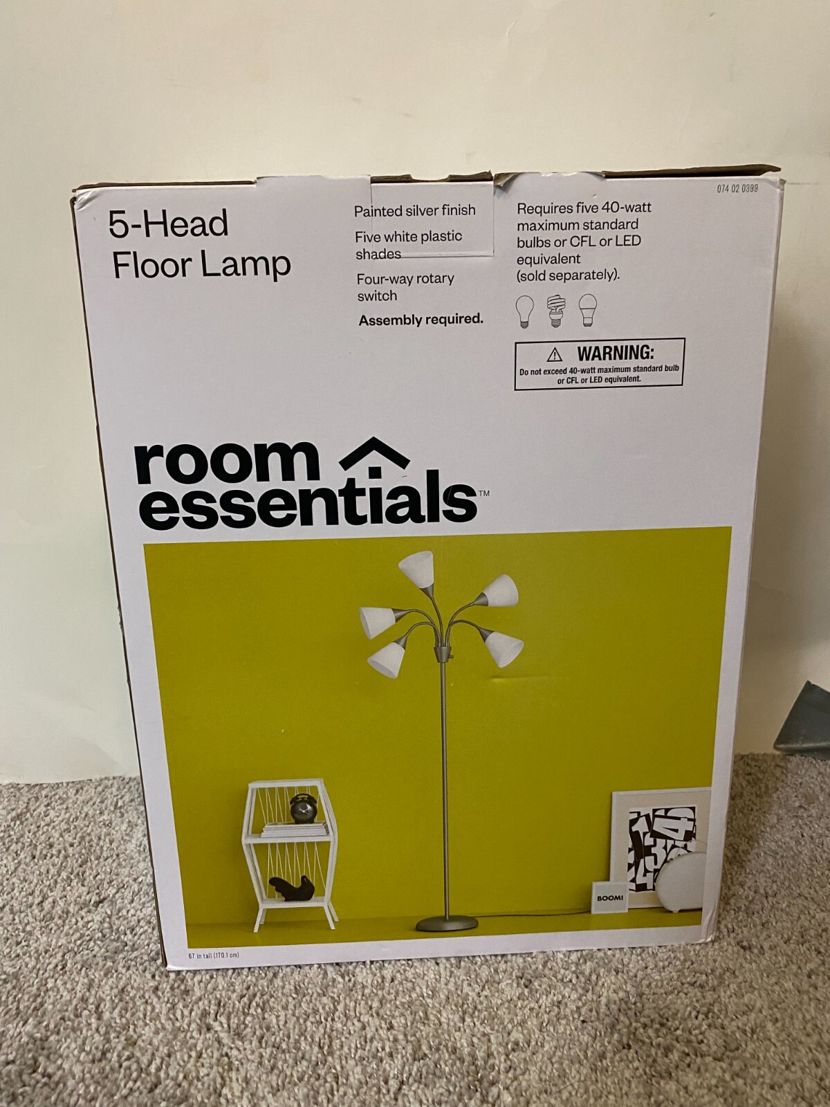 room essentials silver 5-head floor lamp | eBay