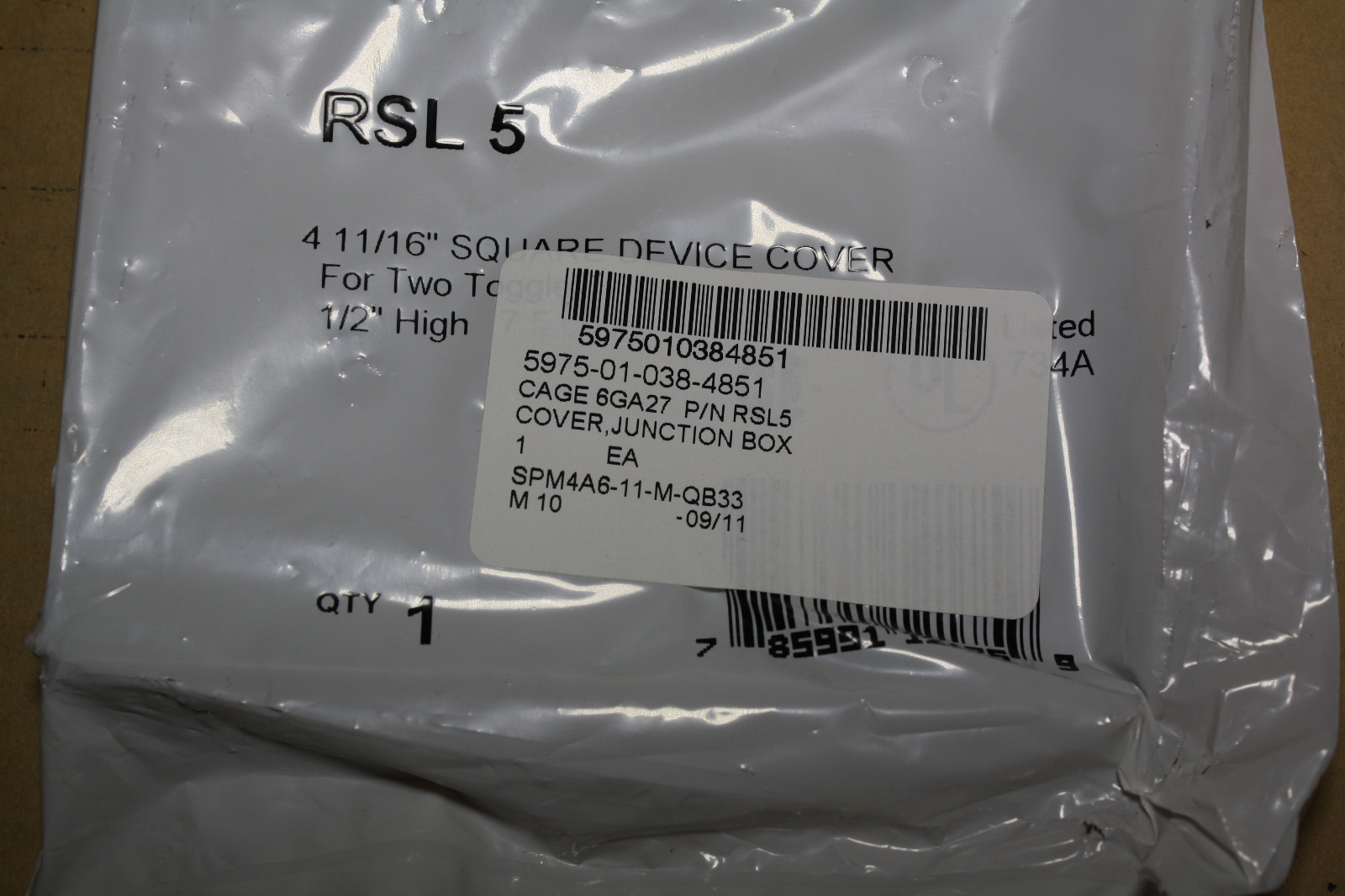 RSL5 4 11/16" Square Device Cover Two Toggle 1/2" High 7.5 cu.in. LOTS ...