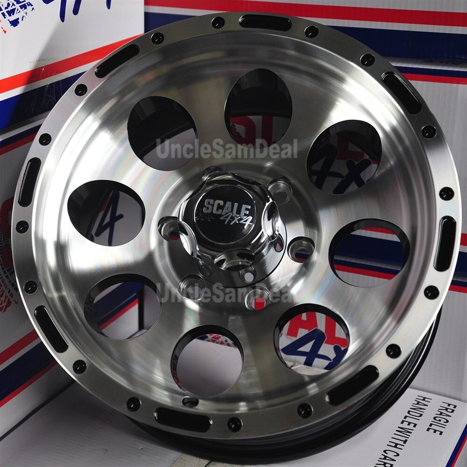 16x8 6x139.7 6x5.5 0 OFFSET SCALE 4x4 S52 MACHINE BLACK 8 HOLE TRUCK 4 ...