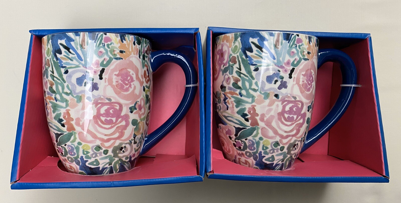 Floral Mug Set 12oz Set of Two - New | eBay