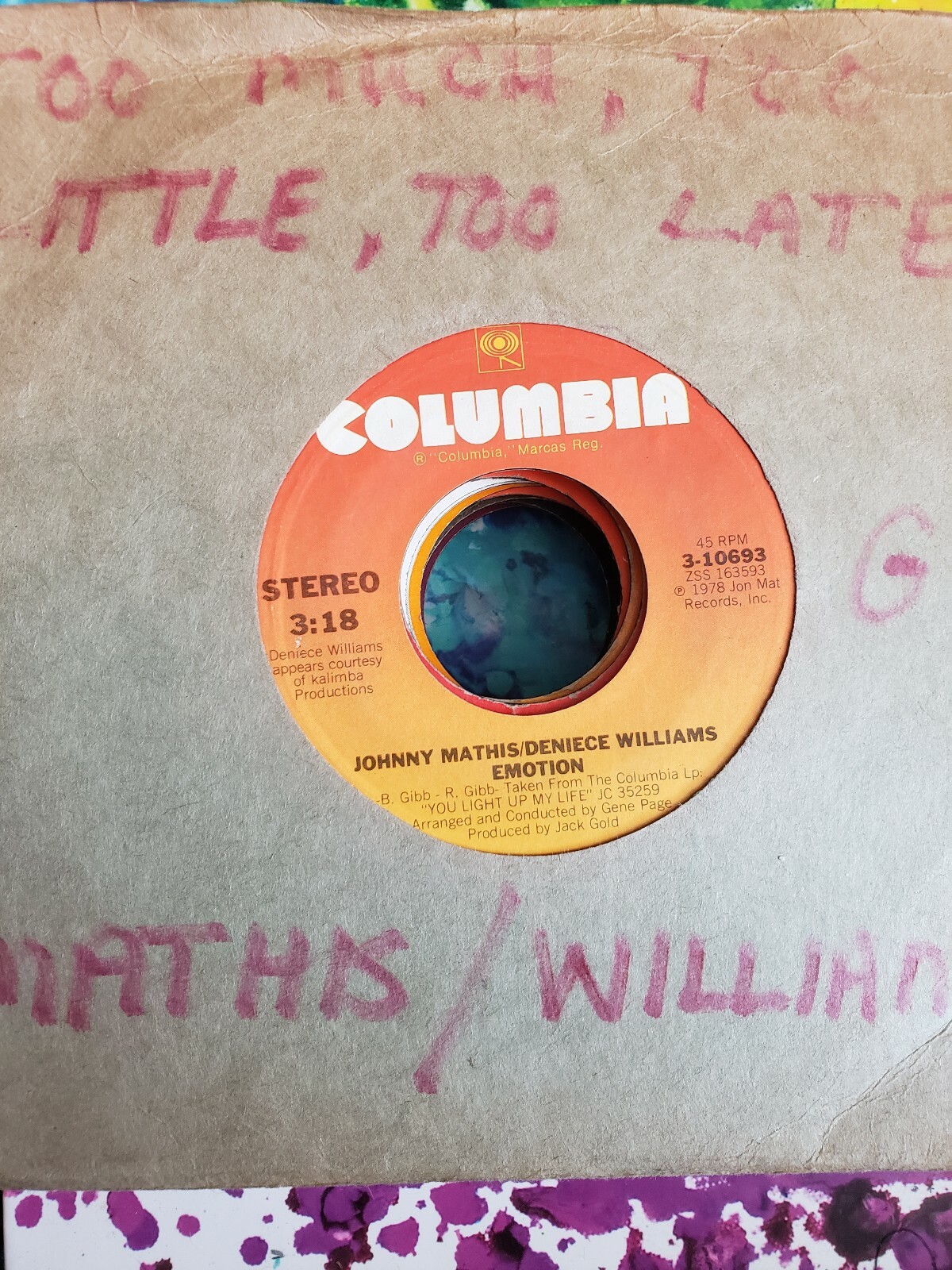 Johnny Mathis & Deneice Williams - 2 song duet - brown - vinyl record ...