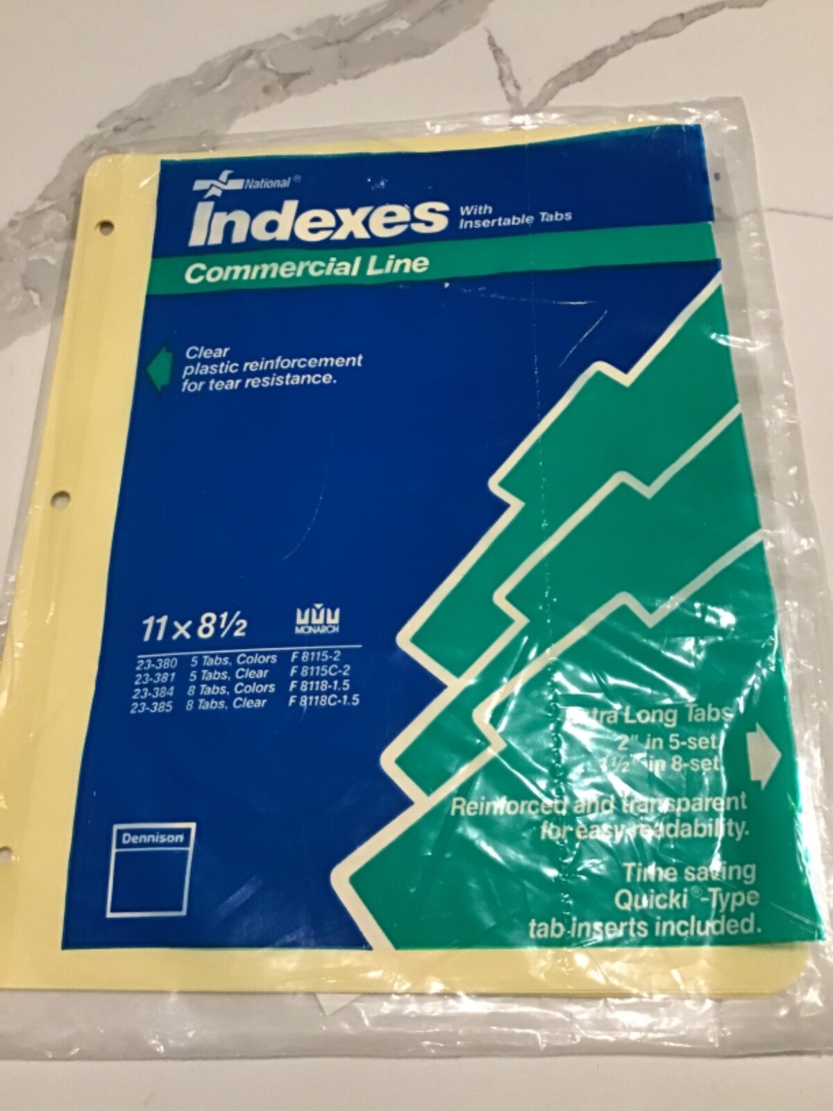 "NATIONAL INDEXES" INDEX DIVIDERS WITH 8 INSERTABLE CLEAR TABS FOR RING ...