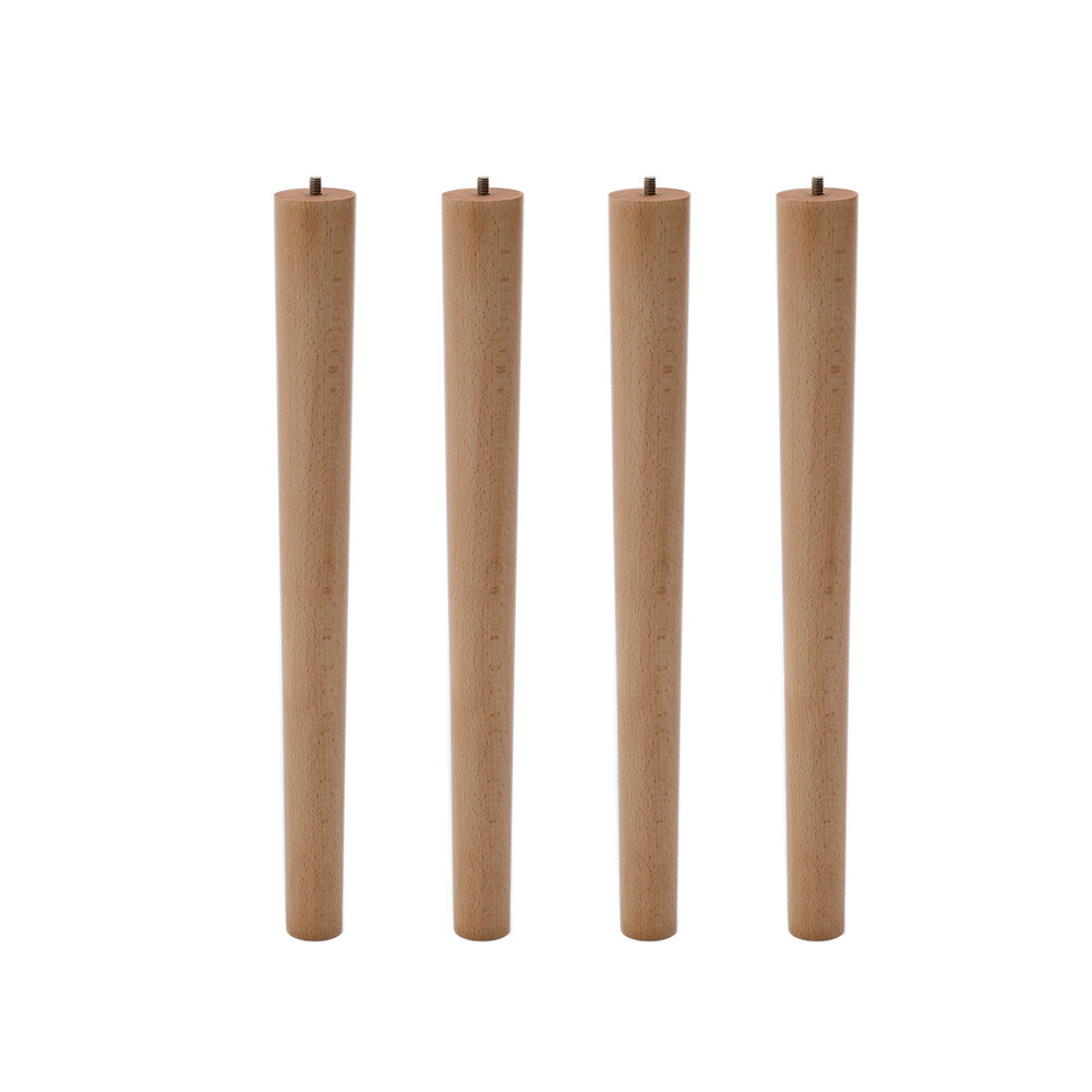 4Pcs Beech Wood Furniture Legs Table Stool Natural Round Tapered Feet ...